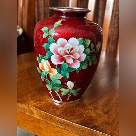 Accents | Crimson Floral Vase Serving Main Character Energy Glossy ...